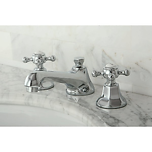 Kingston Brass KS4469BX Metropolitan Widespread Lavatory Faucet with Metal Cross Handle, Brushed Nickel and Polished Brass
