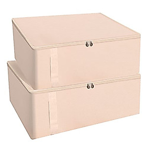 Toplive 2 Pack Extra Large Clothes Storage Bag, Double Zipper Clothes Organizer with Clear Window for Store Quilt, Blanket, Pillow, Bed Sheet, Jacket, XL+XL