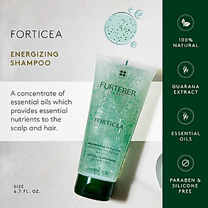 Rene Furterer Forticea Strengthening Revitalizing Shampoo - Formulated with Guarana Extract, Rosemary, Vitamin B3 and B5, - Sulfate, Paraben & Silicone Free, 20.2 Fl Oz