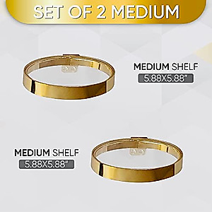 YOLS Small Floating Shelf, Gold Round Metal with Clear Acrylic, Small Shelves for Wall Décor (Round Medium 5.8 Inches 2pcs)