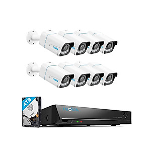 REOLINK 4K PoE Outdoor Security Camera System, 5X Optical Zoom, Spotlight Color Night Vision, Two Way Talk, 8X RLC-811A Bundle with POE NVR RLN16-410, Pre-Installed 4TB HDD 16CH Video Recorder