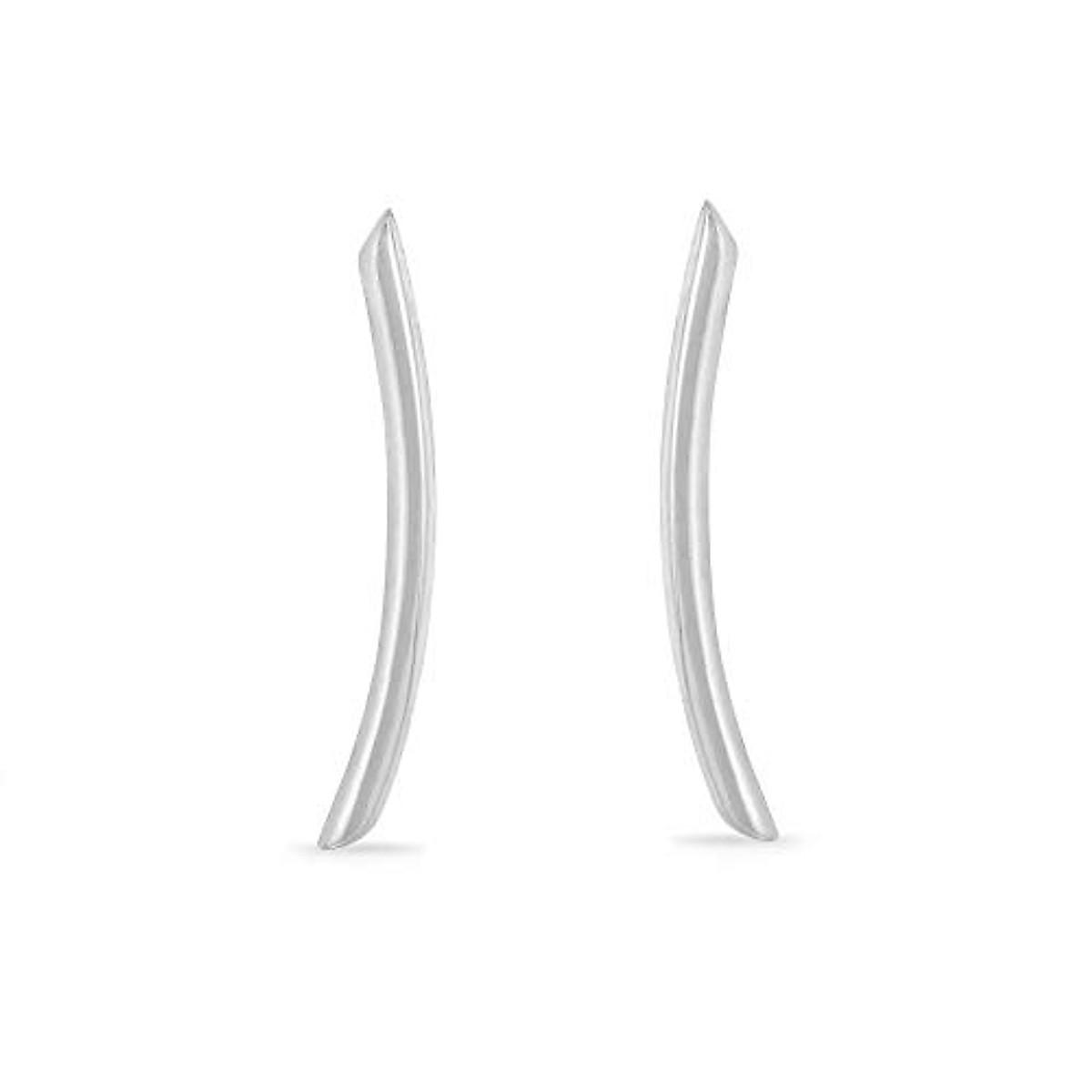 Boma Jewelry Sterling Silver Minimalist Long Curved Bar Ear Crawler Stud Earrings