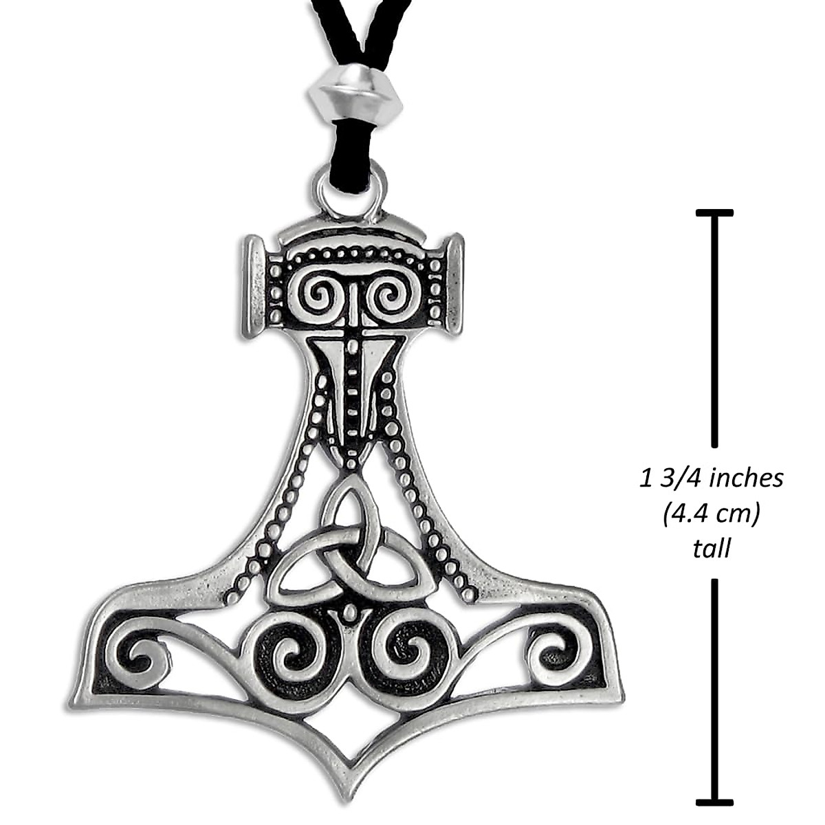 Large Thor's Hammer Necklace Mjolnir Pendant - Pewter Norse Jewelry