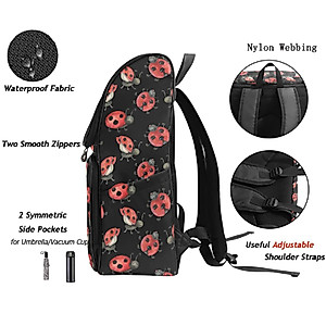 Naanle Cartoon Ladybugs Floral Large College School Books Backpack Waterproof Computer Bag Travel Daypack for Man Woman