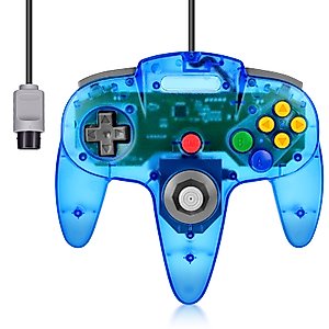 N64 Controller, FISUPER Wired Classic Game Controller Gamepad Joystick for N64 Console (Clear Blue)