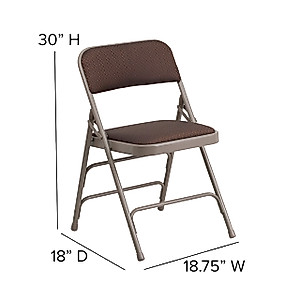 Flash Furniture 2 Pack HERCULES Series Curved Triple Braced & Double Hinged Brown Patterned Fabric Metal Folding Chair