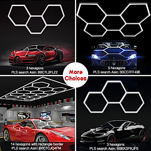 MODERN Hexagon Garage Light: Upgraded 3 Level Dimmable Hexagon Led Garage Light with Rectangle Frame 86400 Lumens 6500K for Garage, Basement, Warehouse, Auto Beauty Shop, Car Detailing Shop etc. …