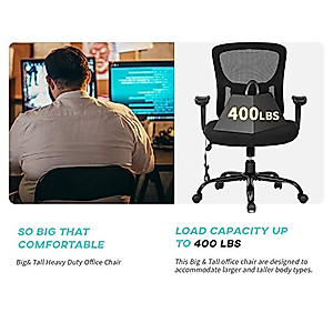 Big and Tall Office Chair 400lbs Wide Seat Mesh Desk Chair Massage Rolling Swivel Ergonomic Computer Chair with Lumbar Support Adjustable Arms Task Chair for Heavy People