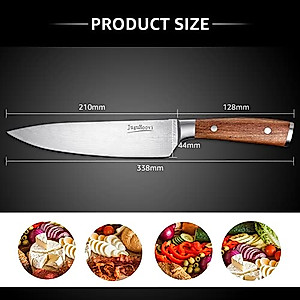 Chef Knief, kitchen knife 8 Inch Professional Durable Paring knife Ultra Sharp Chefs knife Premium Stainless Steel Utility Chopping Cooking knife with Whetstone