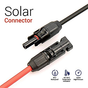 JYFT 10AWG(6mm²) Solar Extension Cable with One-Free PV Compatible Female and Male Connector (10FT Red + 10FT Black)