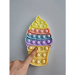 K&W Push Pop It Popsicle Cone – Ice Cream Sensory Silicone Fidget Toys – Stress Relief, Autism & Anti-Anxiety – Flexible, Odorless & Easy to Play - Perfect for Elderly, Adults & Kids | Colorful