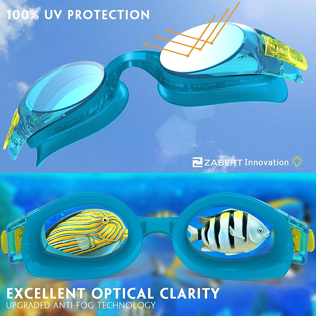 ZABERT KX Toddlers Baby Swim Goggles，Kids Swimming Goggles for Kids Age 0-5 Years Old (#6.blue)