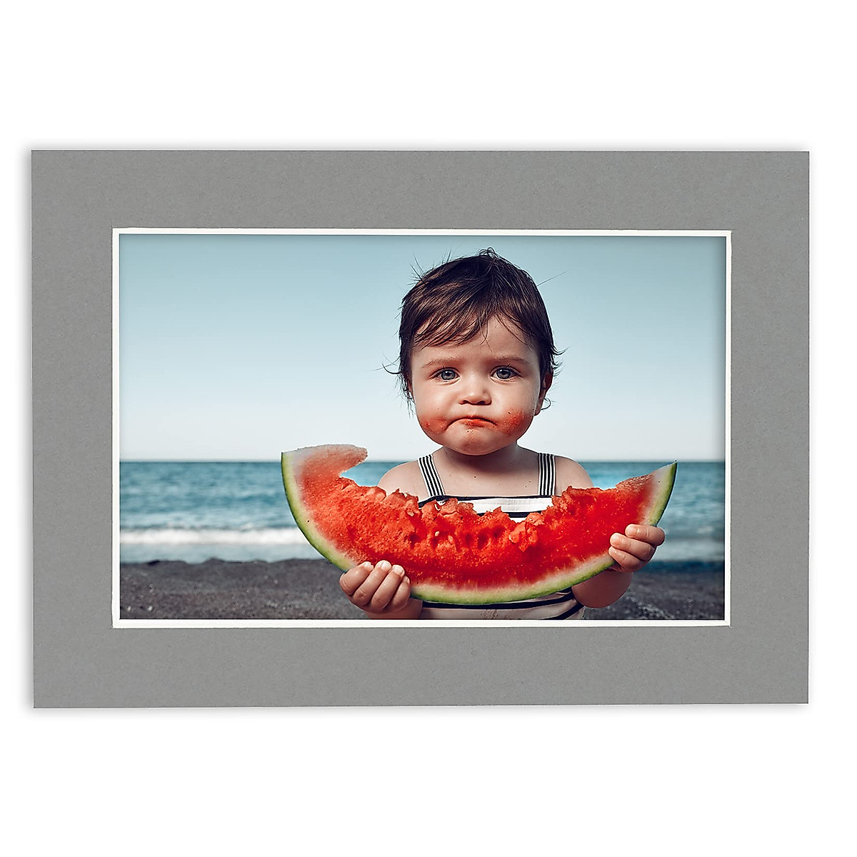 16x20 Mat Bevel Cut for 12x18 Photos - Acid Free Mid Grey Precut Matboard - for Pictures, Photos, Framing - 4-ply Thickness