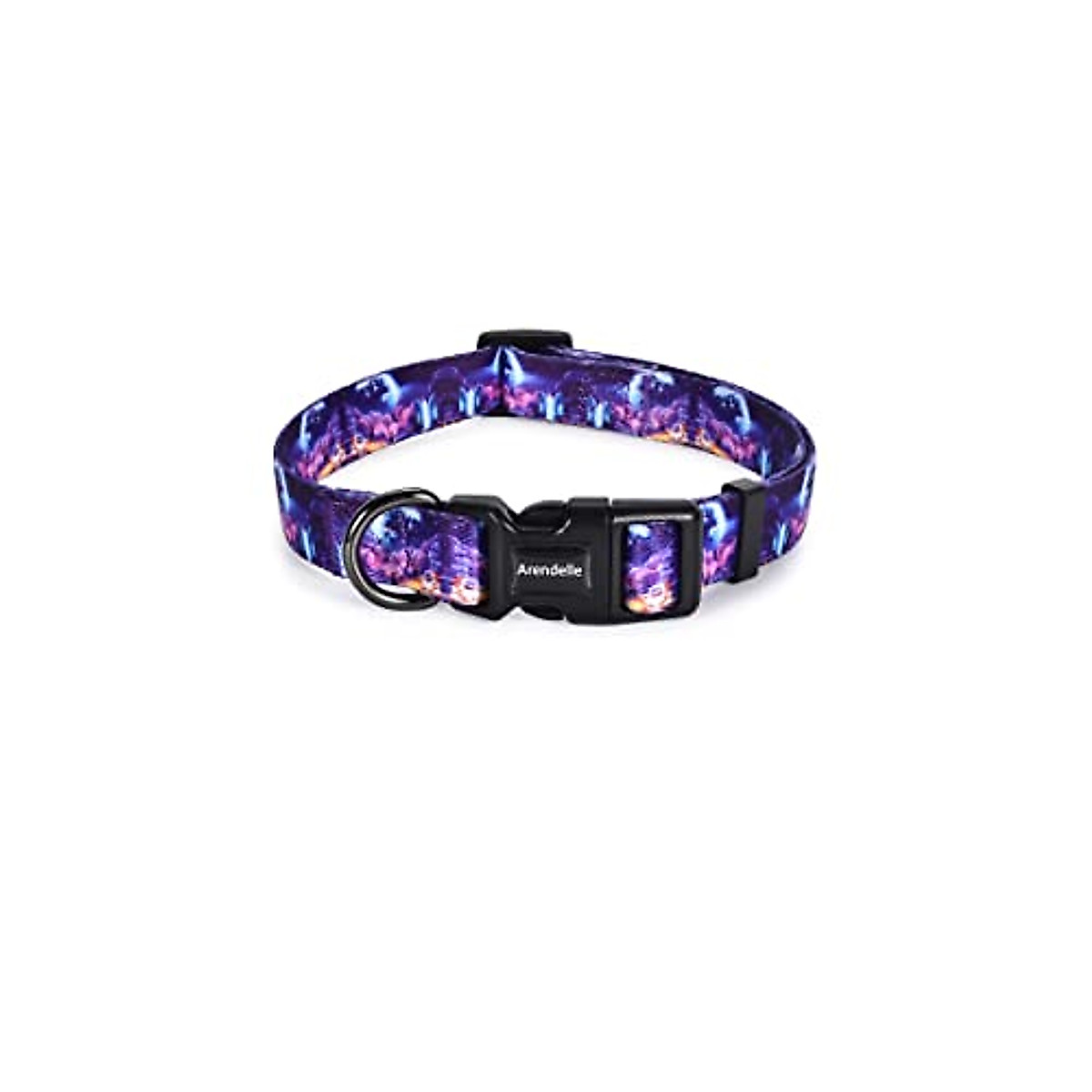 Arendelle Dog Collar Soft Durable Fashionable Adjustable Print fine Pattern, Suitable XS Small Medium Large Boys Girls Pets(M (Neck 12.9-21.6 inch Width 0.8 inch), Purple and Blue Cartoon)