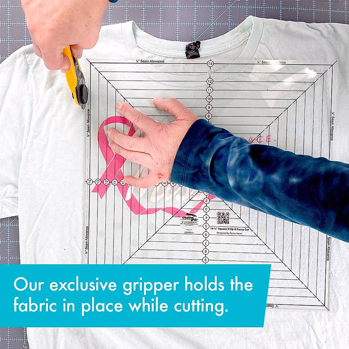 Creative Grids 14-1/2in Square It Up or Fussy Cut Square Quilt Ruler - CGRSQ14