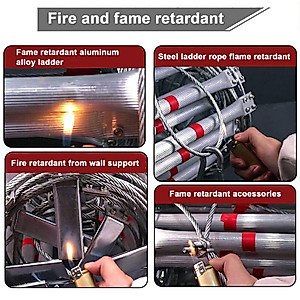 Emergency Escape Safety Ladder,Wire Rope Ladder for High-Altitude Operations, Aluminum Alloy Fire Escape Outdoor Safety Rope Load Bearing Capacity(8M/26FT)