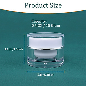 Cosywell 4pcs 0.5oz Plastic Cream Jars 15 Gram Clear Lotion Travel Containers with Lids Leak Proof Wide Mouth Moisturizer Container for Creams Beauty Products Cosmetics Powder Jewelry (0.5oz, Clear)