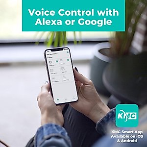 KMC Smart Plug 4-Pack, Side 3-Outlet Extender, Compatible with Google & Alexa, No Hub Required, WiFi Plugs