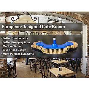 Euro Café Broom - European-Style Sweeper for Hardwood Floors, Linoleum and Vinyl, Ideal for Home, Kitchen, and Office