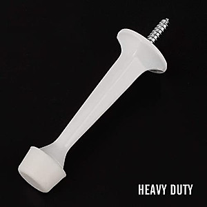 GDFYMI Solid Rigid Door Stops, Heavy Duty Durable Door Stopper Wall Protector with Soft Rubber Tip, Zinc Alloy (White, 4 Pack)