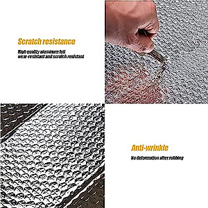 gunhunt 1 PC Car Windshield Sunshade, Silver Foldable Reflective Sun Visor, Front Window Sun Protector Cover, Sunlightproof Bubble Insulation Board, Fits Car, Small Sedan, SUV (55.1In x 27.5In)