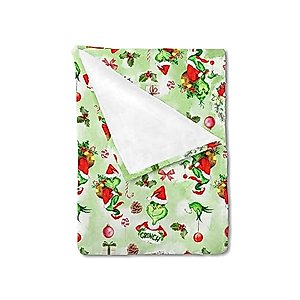 HawSkgFub Merry Christmas Baby Blanket Boys Girls Gift Green, Neutral Baby’s First Xmas Holiday Flannel Fleece Nursery Bed Blankets, Soft Lightweight Newborn Infant Toddler Kids Crib Bedding 30 x 40