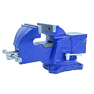 Yost Vises Tool 4-Inch Workshop Duty Bench Vise, Model BV-4, with 120-Degree Swivel Base, Blue
