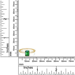 AFFY 6x8MM Emerald Cut Simulated Green Emerald Solitaire Ring in 14K Yellow Gold Over Sterling Silver (2.50 Carat) Ring Size-7