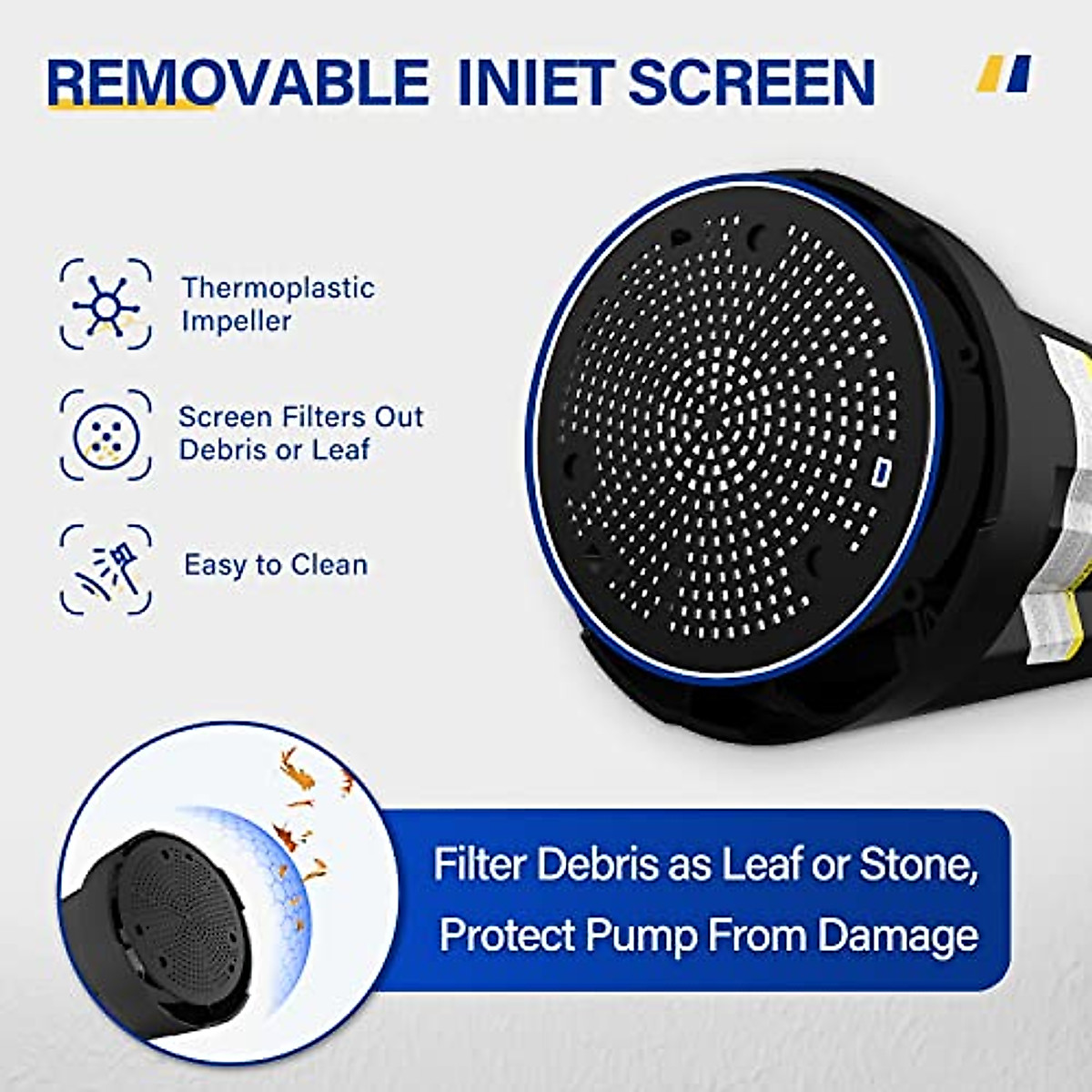 Acquaer Submersible Water Pump 1/6 HP Sump Pump Thermoplastic Utility Pump Small Electric Water Pump 1750GPH Water Remove for Basement Hot Tubs Garden Pool Cover Draining with 10 ft Cord