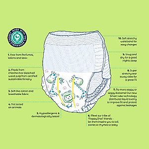 Mum & You Nappychat Premium Performance Eco Diaper Pants, Size 6 (18 diapers) Smart Tube Technology Leak Protection. 100% Recyclable. Hypoallergenic, Dermatologically-Tested. No Lotion, Perfume or Dye