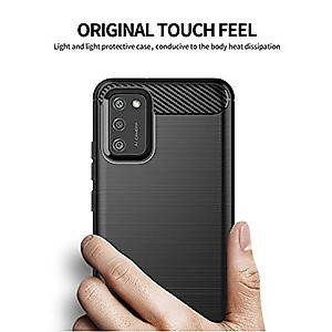 yuanming Samsung A02S Case,Galaxy A02S Case,with HD Screen Protector, Shock-Absorption Flexible TPU Bumper Cove Soft Rubber Protective Case for Samsung Galaxy A02S (Black Brushed TPU)