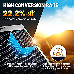 SUNTHYSIS Flexible Solar Panel 180W/12V, ETFE A-Grade Monocrystalline Solar Panels, Off-Grid Stable Output, 23% High Convert, 240°Bend Lightweight, for Marine Camping RV Cabin Van Car Uneven Surfaces