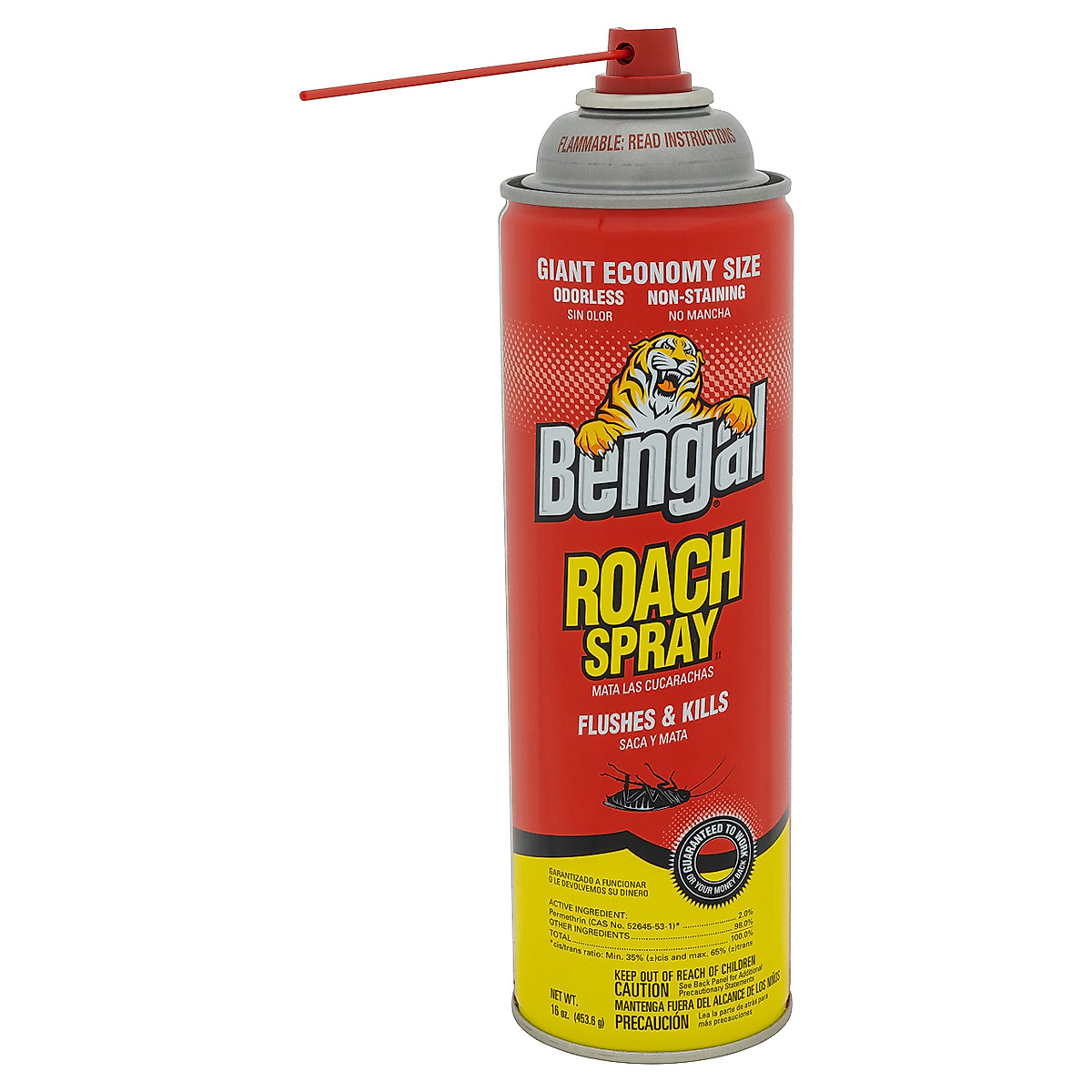 Bengal Roach Spray, Odorless Stain-Free Dry Spray, 2-Count, 16 Oz. Aerosol Cans