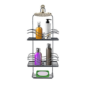 TRIO HOME Hanging Shower Caddy, Shower Caddy Over Showerhead No Blocking to Shower Head, Rustproof Shower Organizer, Shampoo Soap Holder, Bathroom Large Hanging Shower Caddy - Speckled Black