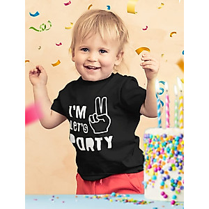 I'm Two Let's Party 2nd Birthday Shirt Gifts for 2 Year Old Boy Girl Toddler Kids T-Shirt 3T Black