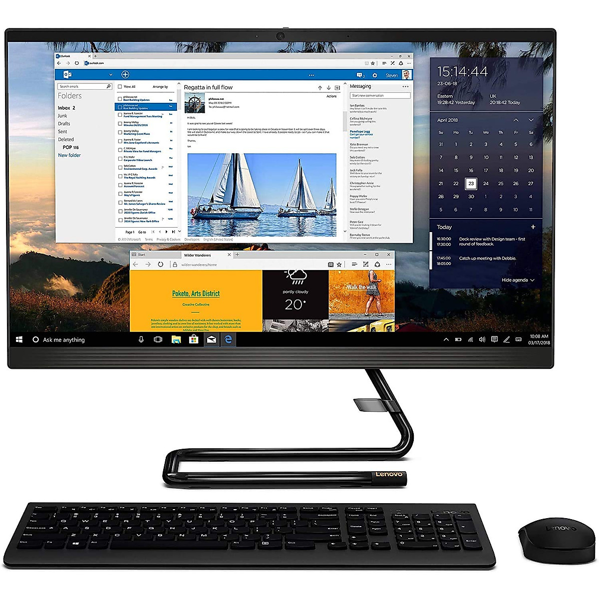 Lenovo IdeaCentre A340 23.8" FHD Touchscreen All-in-One AIO Desktop Computer, Intel Quad-Core i3-9100T (Beats i5-7400t), 4GB DDR4, 256GB PCIe SSD, DVD-RW, Windows 10, TWE Mouse Pad