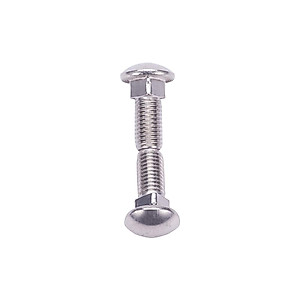MroMax 2PCS Carriage Bolts M12x45mm Half Round Head Square Neck Bolt Fasteners 304 Stainless Steel Neck Carriage Bolt Silver Tone