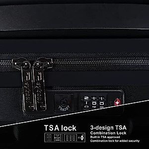 GigabitBest 24 Inch Carry On Luggage with Wheels PC+ABS Hardside Suitcase Spinner Trolley with Built-in TSA Lock, Black