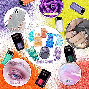 Renfio Iridescent Ultra Fine Glitter Powder Resin Supplies Glitters 1.75 Oz (50g) PET Flake Crafts Sequins 1/128" 0.008" 0.2mm Epoxy Chips Flakes for Tumblers Slime Painting - Yellow