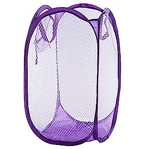 ifundom Laundry Hamper, Folding Mesh Laundry Basket with Durable Handles, Collapsible Clothes Hampers for Kids Room, College Dorm, Travel