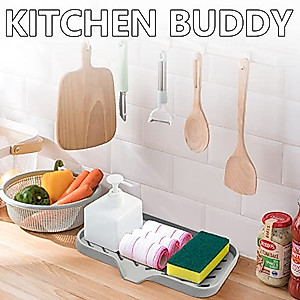 Esmartlife Kitchen Soap Tray,Silicone SpongeTray, Kitchen Sponge Holder, Kitchen Soap Tray,Silicone Soap Holder for Kitchen Sink/Bathroom,Soap Dispenser with Drain (Pack of 1)