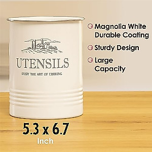 noonberry Kitchen Utensil Holder for Countertop - Farmhouse Large Cooking Utensil Holder 6.7"- Utensils Organizer and Spatula Holder - Kitchen Counter Decor Crock