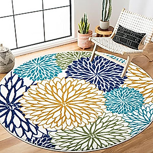 HEBE Boho Round Rug for Bedroom 4' Circle Bathroom Rug Washable Mandala Accent Throw Rugs Non-Slip Soft Floor Mat for Entryway Living Room Sofa Kids Room Nursery