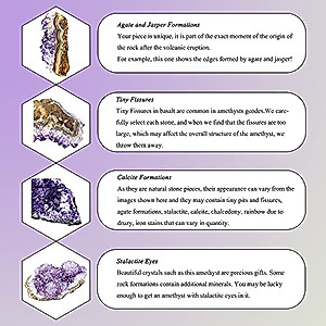 GEHECRST Natural Raw Amethyst Quartz Geode Cluster, Reiki Healing Crystals Stone Amethyst Rock Druzy Gemstone for Collection, Decoration, Specimen, Witchcraft | 0.18-0.33 lb