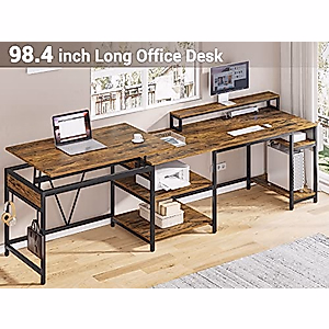 SEDETA L Shaped Desk with Lift Top, Convertible Home Office Desk, L Shaped Standing Desk with Storage Shelves, Monitor Stand, and Headphone Hook for Home Office, Rustic Brown