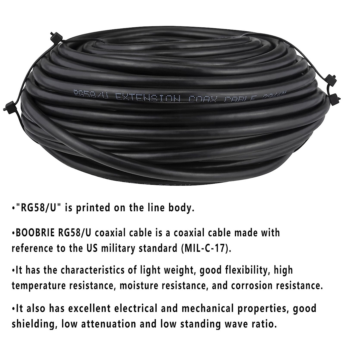 Boobrie 98.4ft WiFi Antenna Cable SMA Male to SMA Female RG58/U Coaxial Cable 50 ohms SMA Extension Cable Low Loss 4G Antenna WiFi Router Extension Cable 3G 4G LTE WiFi Antenna Wireless LAN