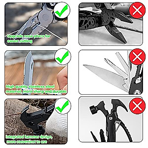 14 in 1 Multitool Hammer - All in One Tool Mini Camping Hammer, Cool Hiking Survival Gear, Multitool Gadgets For Mens Gifts, Hunting Stocking Stuffers For Men
