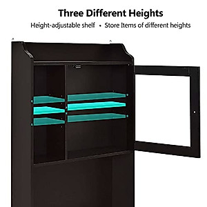 Henf Over The Toilet Storage Bathroom SpaceSaver Bathroom Storage Cabinet with Door and Adjustable Shelf Over Toilet Bathroom Organizer (Espresso)