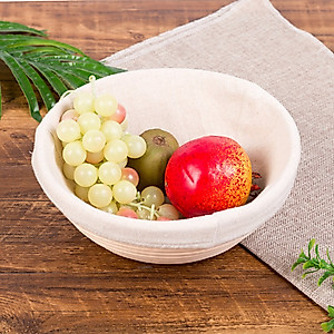 9 Inch Round Banneton Bread Proofing Basket with Bakers Couche Proofing Flax Cloth 2 Pcs Set