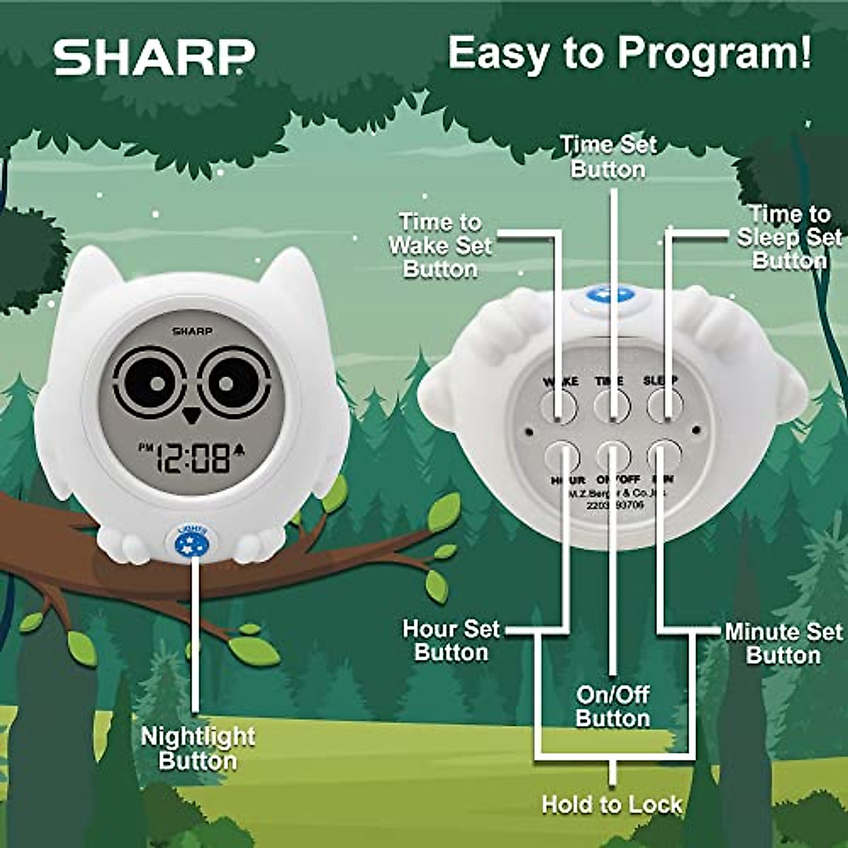 SHARP Ready to Wake Owl Sleep Trainer, Kid’s Clock for Ready to Rise, Ceiling Projection Nightlight and “Off-to-Bed” Feature – Simple to Set and Use!
